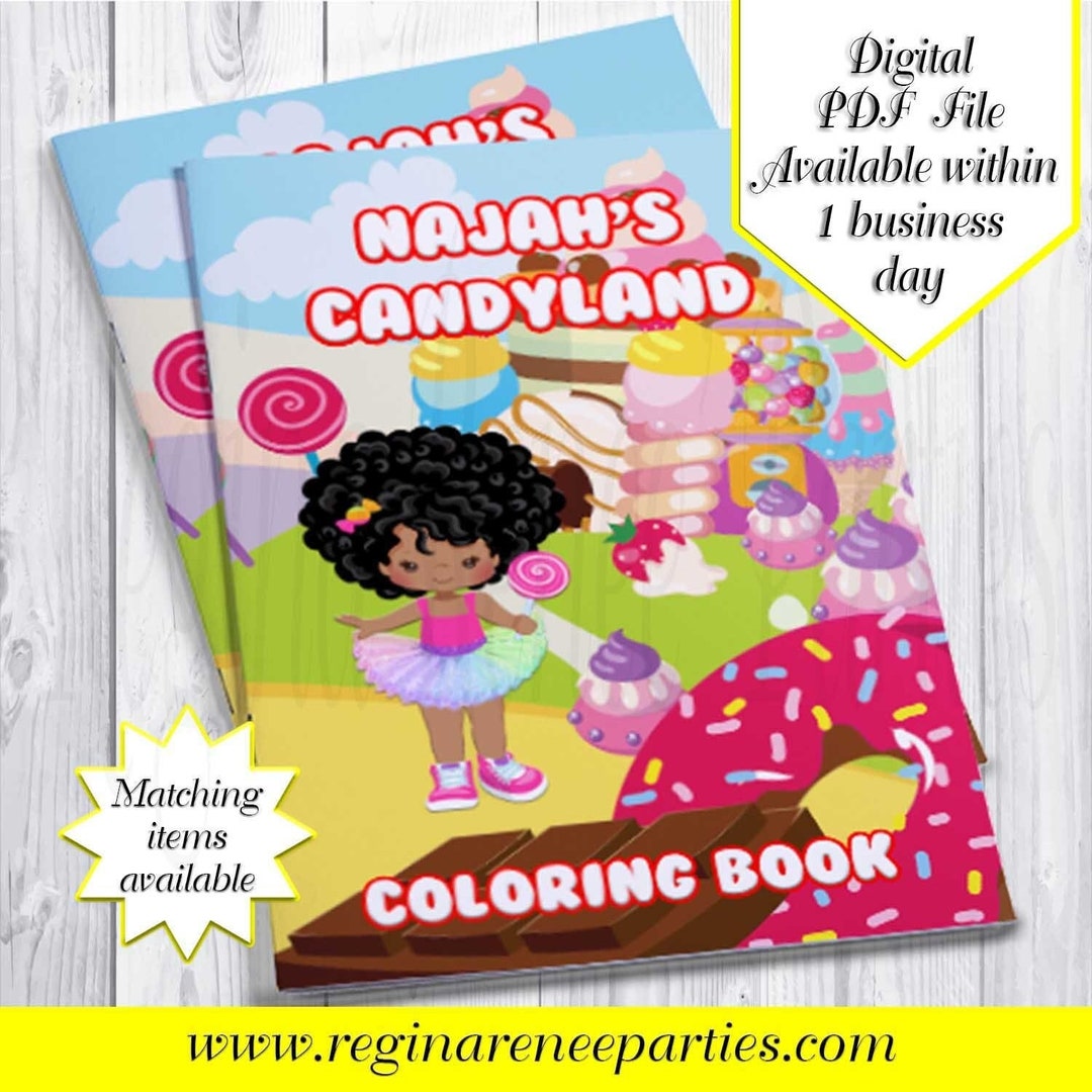 Candyland Theme Coloring Books Candyland Party Birthday Party Custom ...