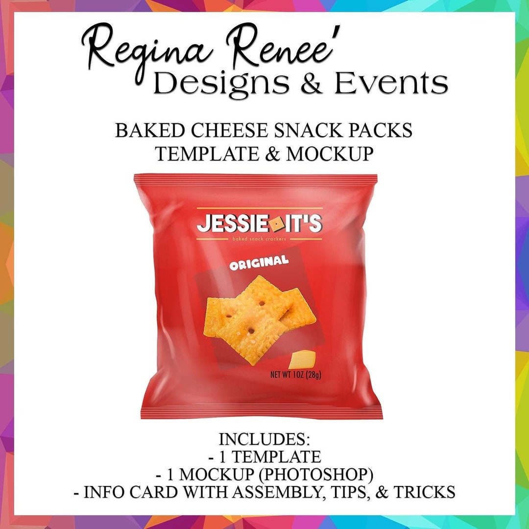 Baked Cheese Snack Pack Template & Mockup | Cheezit Cracker Templates ...