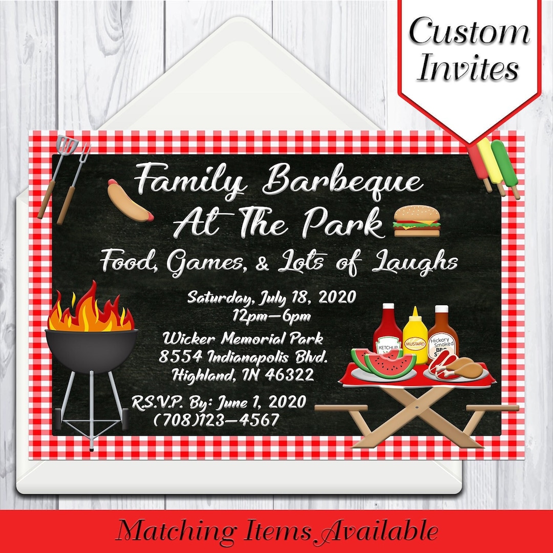 BBQ Theme Invitations | Barbeque | Picnic | Family Barbeque | Baby Q ...