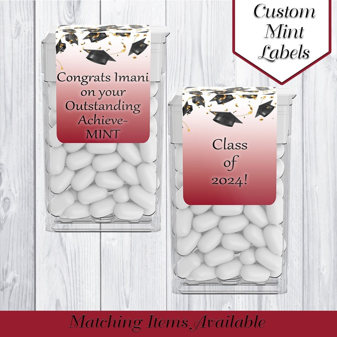 2024 Graduation Theme Tiny Mint Labels Congratulations Graduate Favors ...