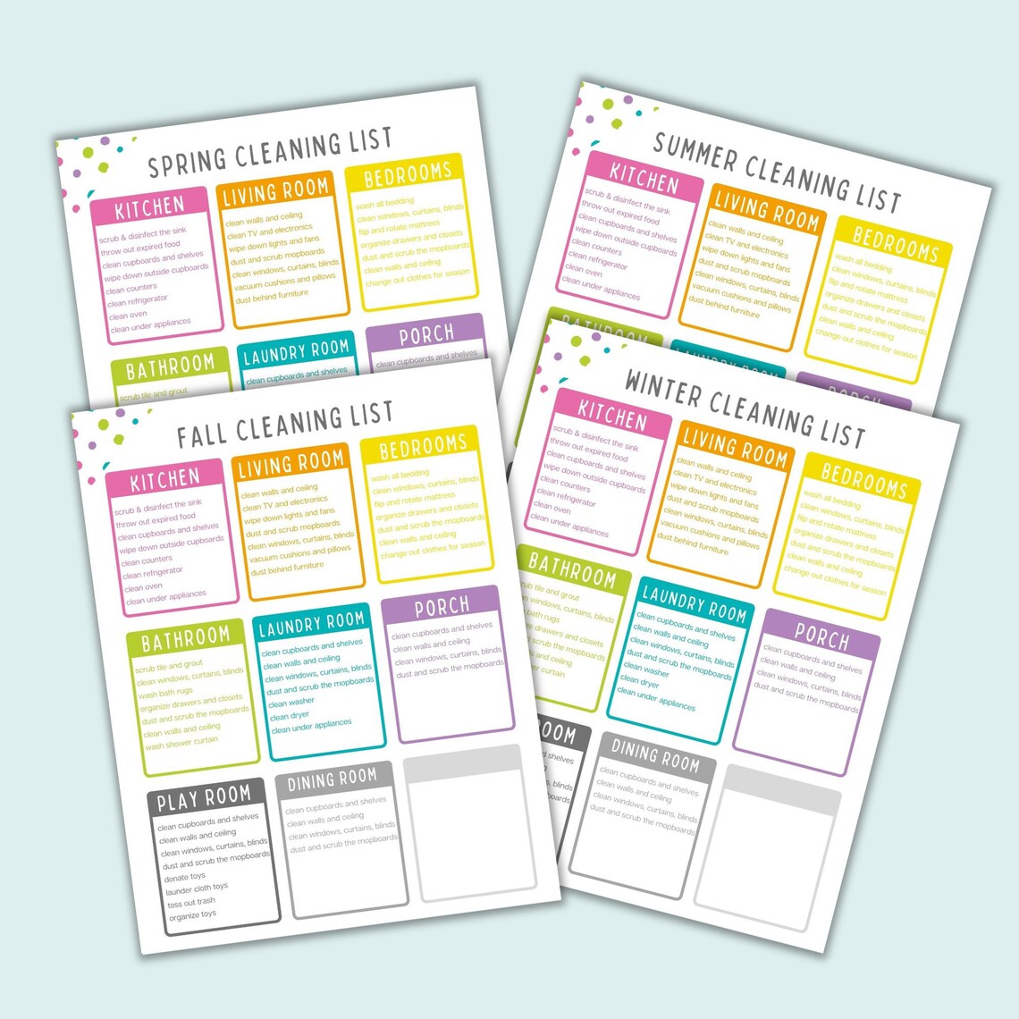 Home Cleaning Planner Printable PDF Cleaning Planner Bundle Seasonal ...