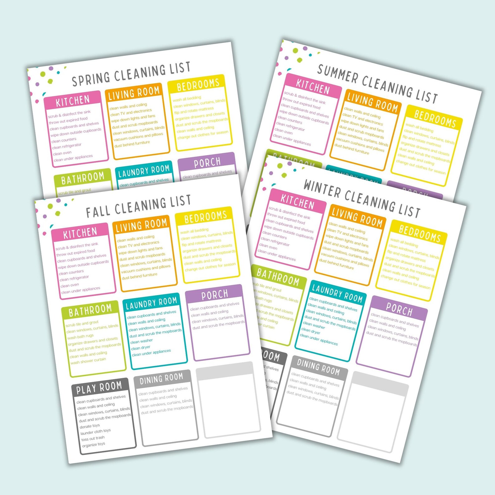 Home Cleaning Planner Printable PDF Cleaning Planner Bundle Seasonal ...