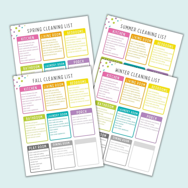 Home Cleaning Planner Printable PDF Cleaning Planner Bundle Seasonal ...