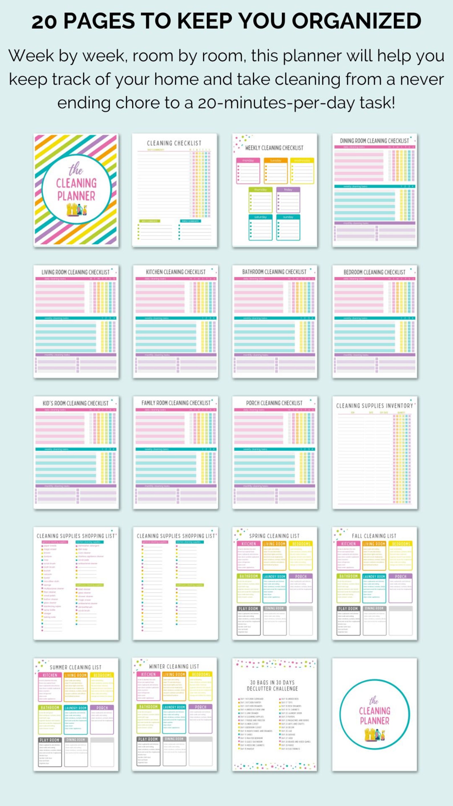 Home Cleaning Planner | Printable PDF | Cleaning Planner Bundle ...
