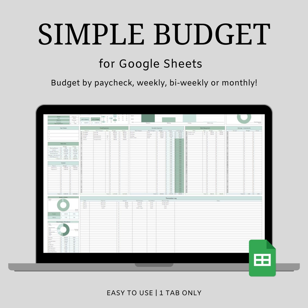 Simple Budget Spreadsheet: Monthly Expense Tracker for Google Sheets - Etsy