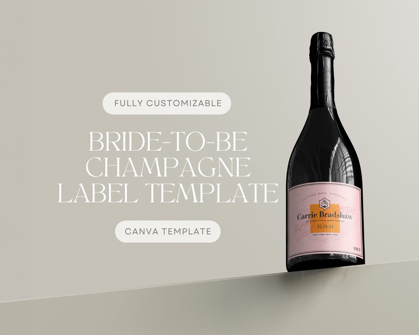 Bridal Bride to Be Veuve Champagne Label Template Bachelorette Party ...