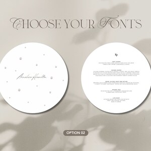Pearl Embellished Wedding Dinner Menus, Round Shaped Menus, Printed ...