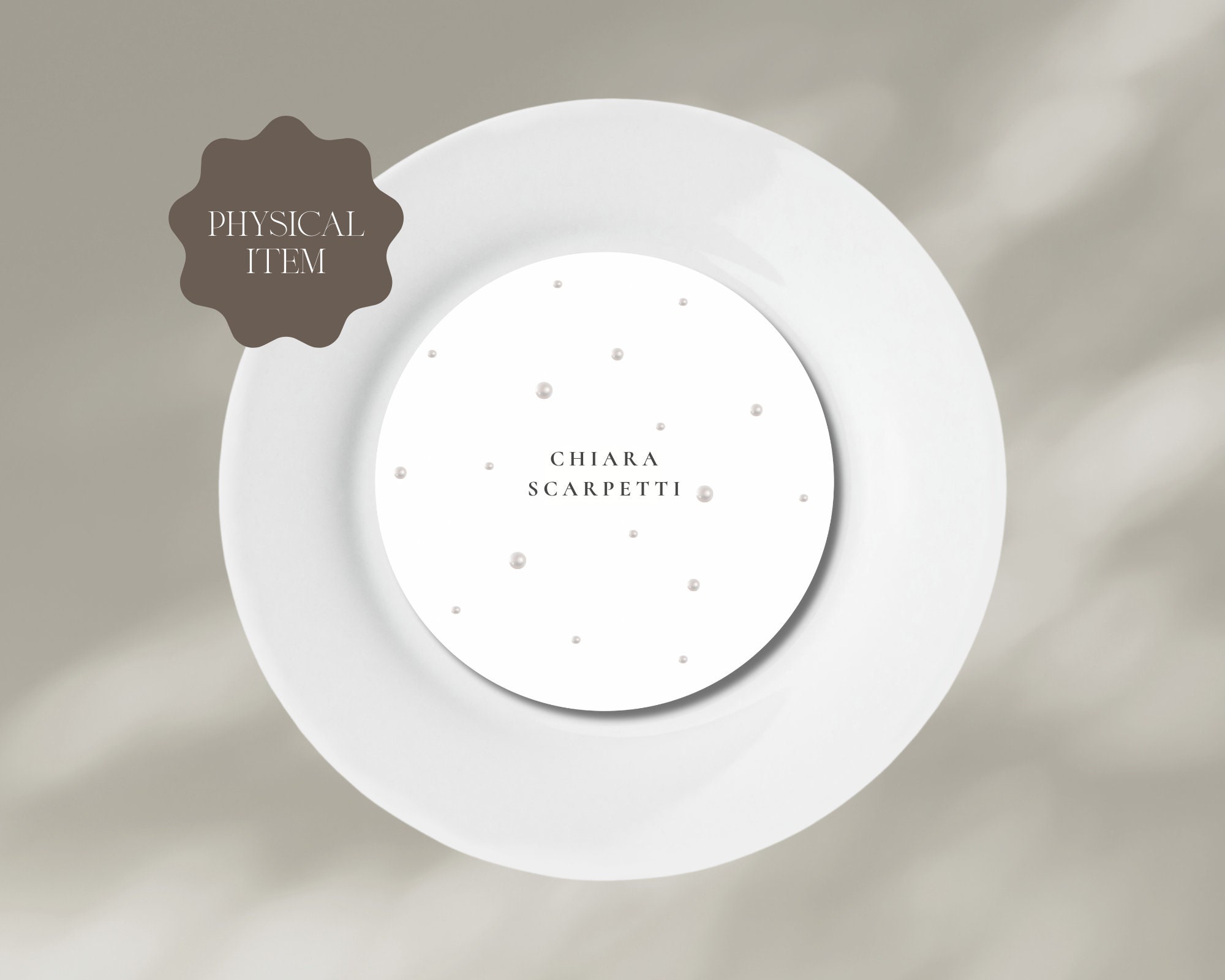Pearl Embellished Wedding Dinner Menus, Round Shaped Menus, Printed ...