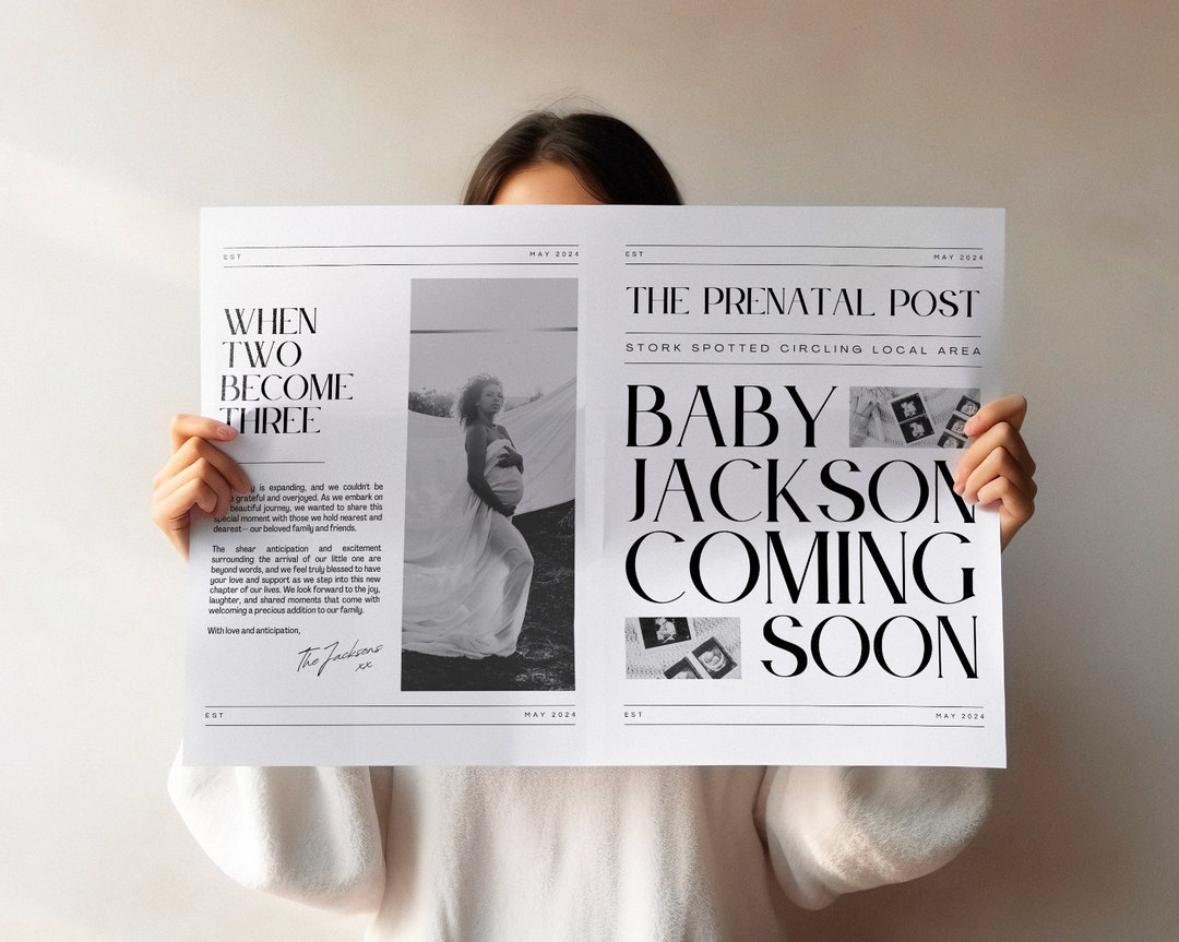Pregnancy Announcement Newspaper Flower Wrap Template Printable ...