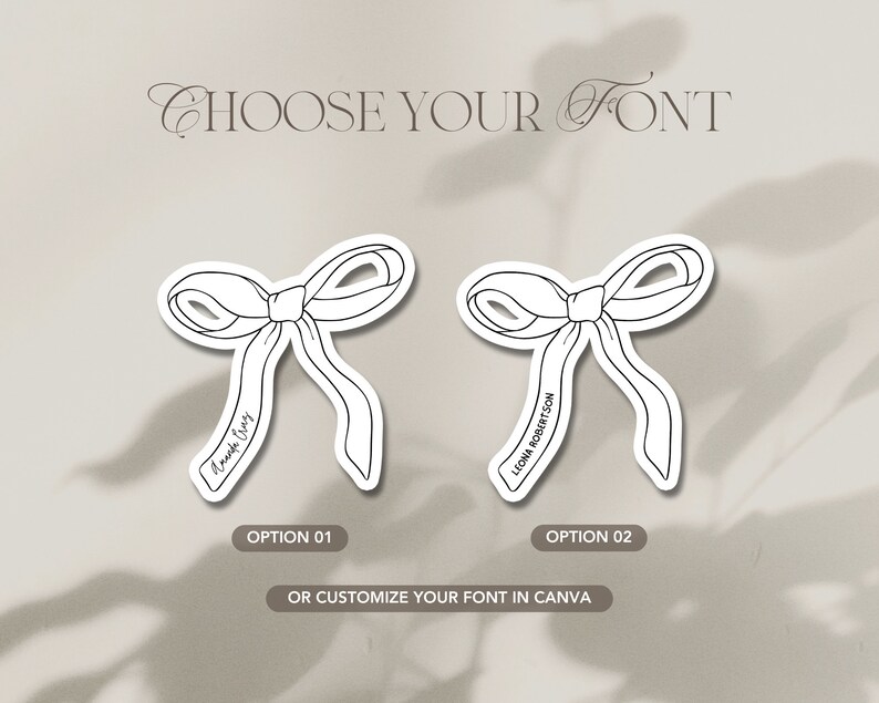 Canva Template Bow Ribbon Shaped Place Setting | Ribbon Place Card ...