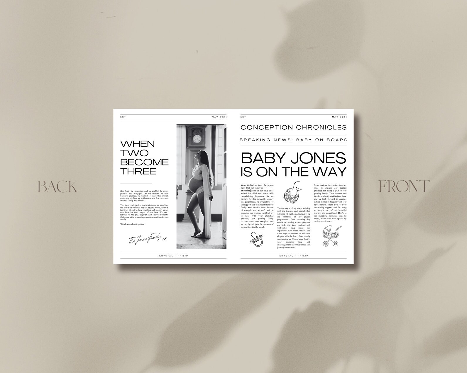 Pregnancy Announcement Newspaper - Printable Maternity Newspaper Reveal ...