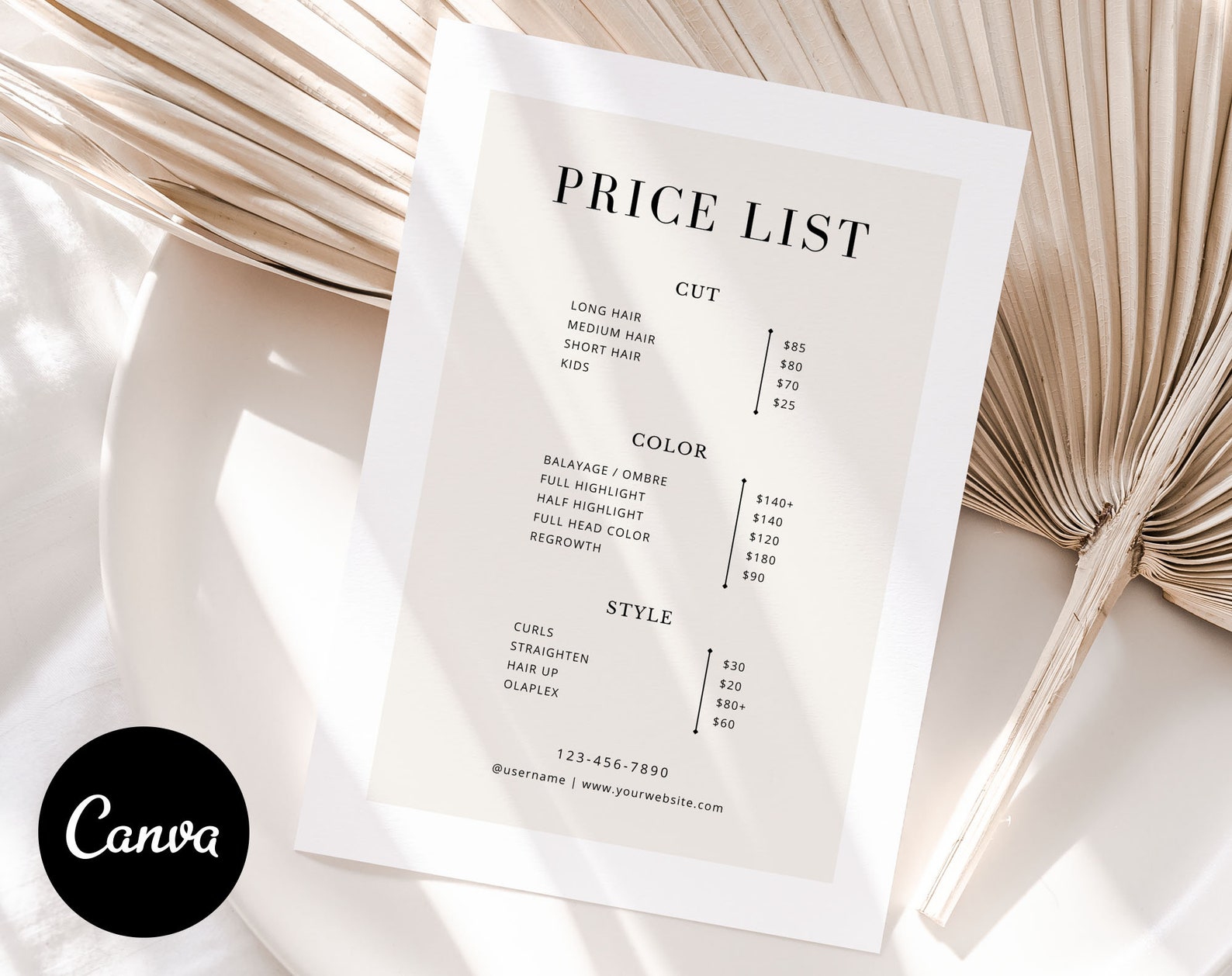 Canva Price List Template Printable Price List Canva Price | Etsy