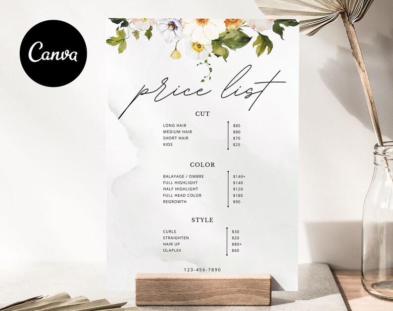 Pricing Template Price List Canva Template Pricing Guide | Etsy