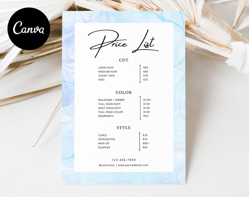Canva Pricing Template Printable Price List Canva Template - Etsy