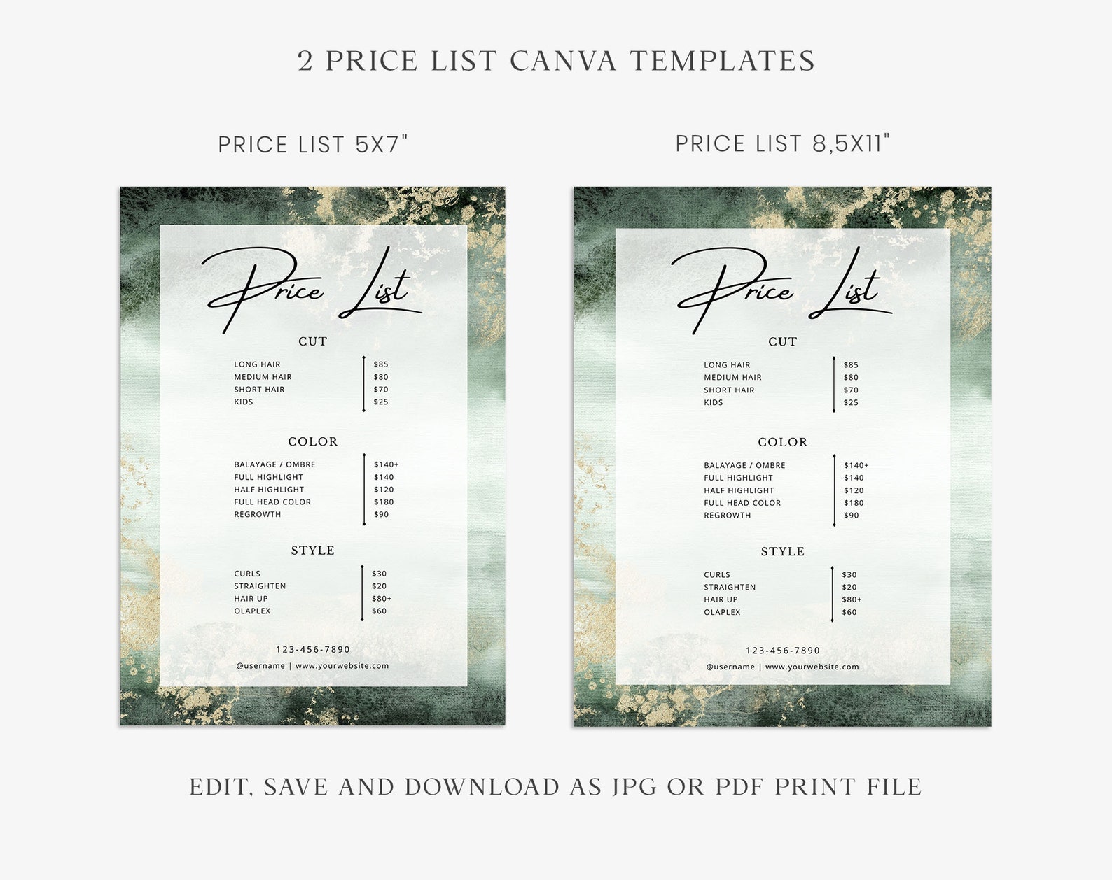 Price List Canva Template Printable Price List Canva Price | Etsy