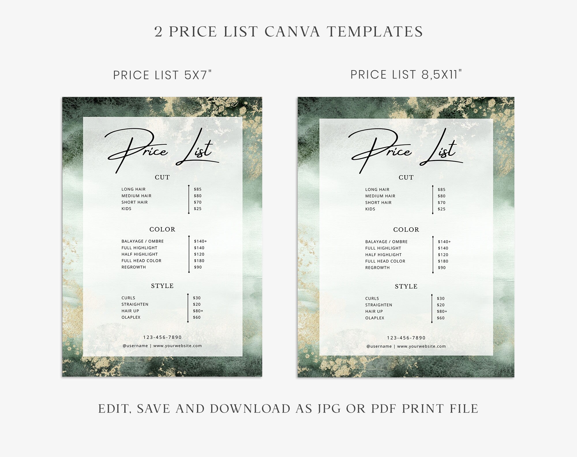 Price List Canva Template Printable Price List Canva Price | Etsy