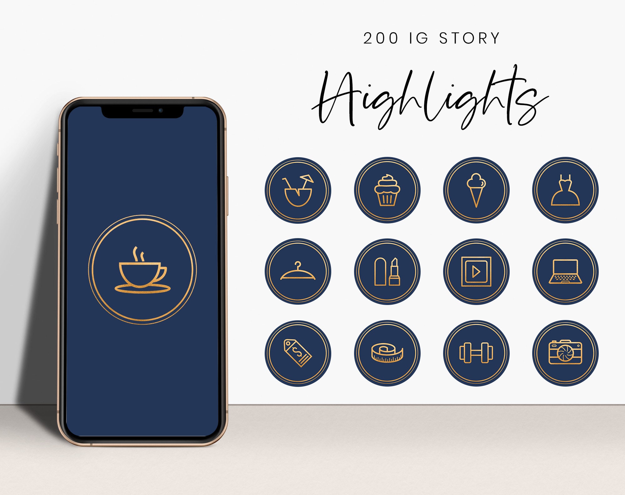 Navy Blue and Gold Instagram Story Highlight Icons Instagram - Etsy
