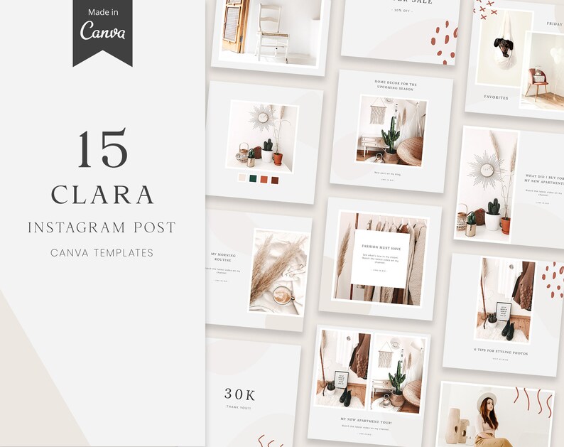 Canva Template Instagram Instagram Post Templates | Etsy