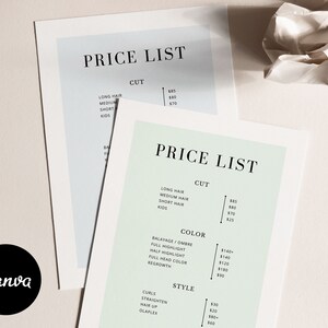 Canva Price List Template, Printable Price List Canva, Price Sheet ...