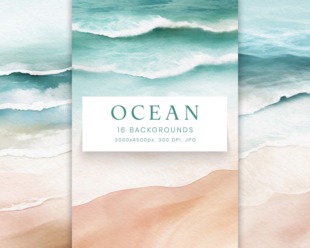 Ocean Watercolor Backgrounds Landscape Textures Summer Beach - Etsy