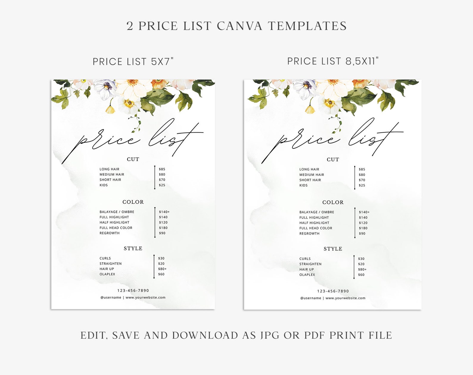 Pricing Template Price List Canva Template Pricing Guide | Etsy