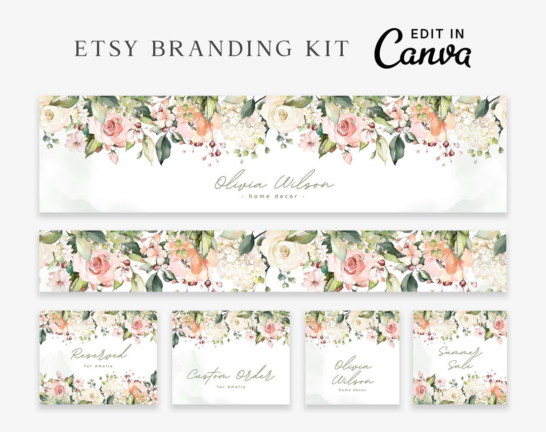 Floral Etsy Banner Canva Template, Spring Etsy Branding Kit, Etsy Shop ...