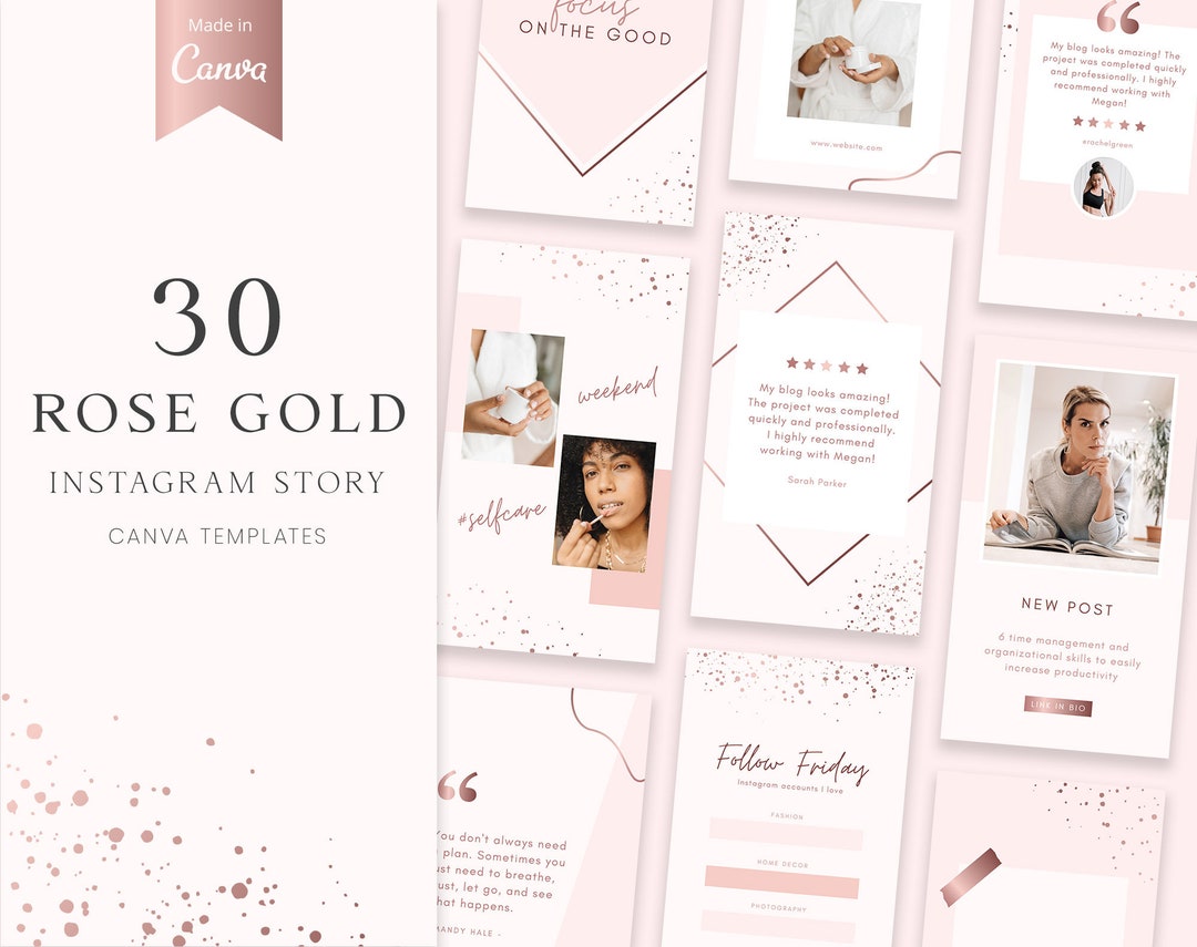 Instagram Story Canva Templates, Rose Gold Canva Template, Pink ...