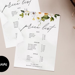 Pricing Template Price List Canva Template Pricing Guide | Etsy