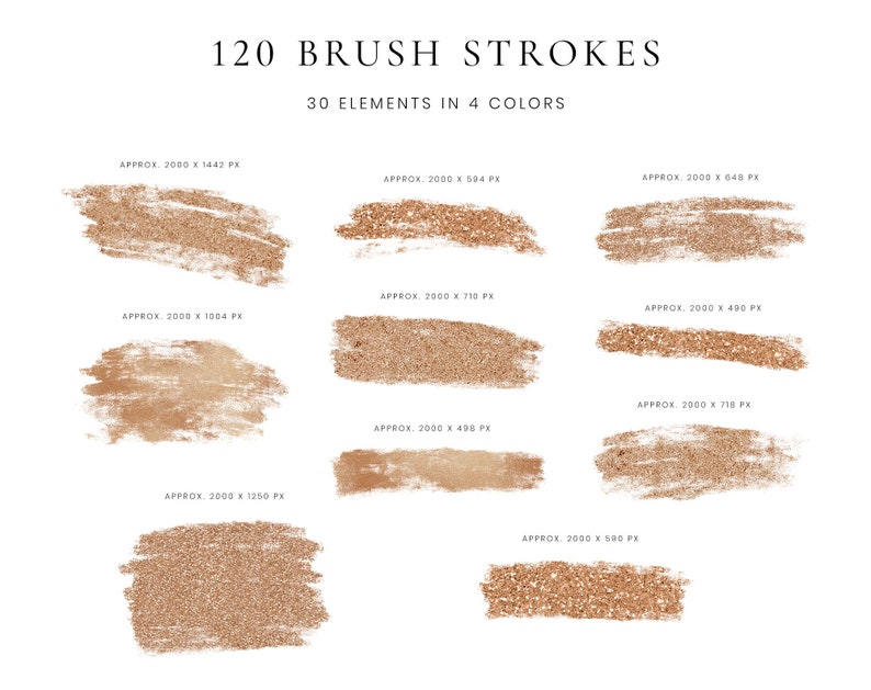 Copper brush strokes Paint brush stroke clipart Paint | Etsy