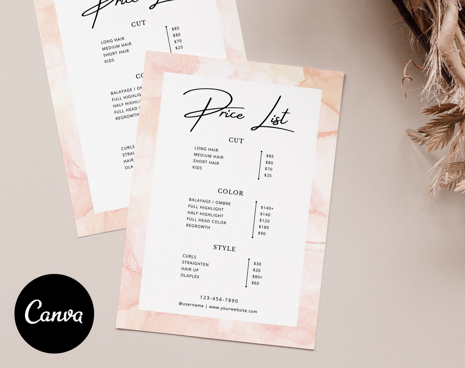 Canva Pricing Template Printable Price List Canva Template - Etsy