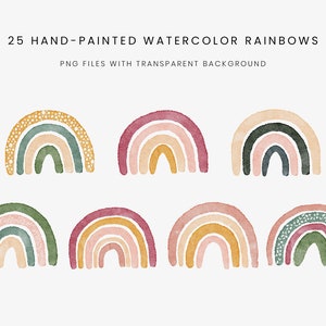 Watercolor Rainbow Clip Arts, Watercolour Rainbows Cliparts, PNG Files ...
