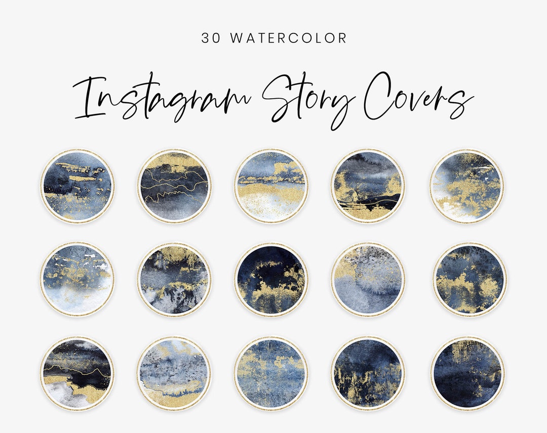 Blue and Gold Instagram Highlights Icons | Navy Blue Instagram Story ...
