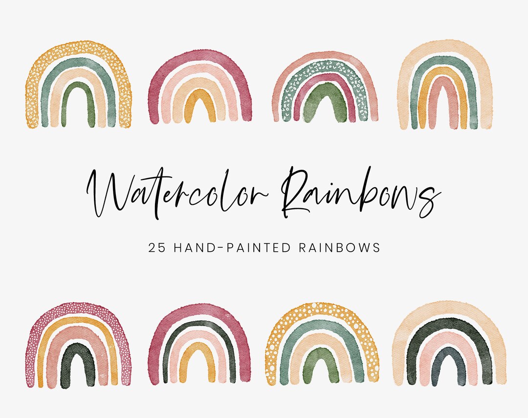 Watercolor Rainbow Clip Arts, Watercolour Rainbows Cliparts, PNG Files ...
