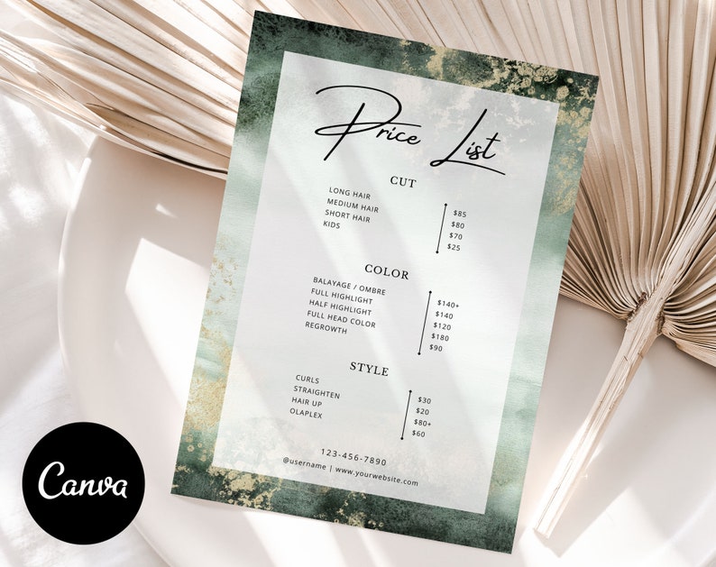 Price List Canva Template Printable Price List Canva Price | Etsy
