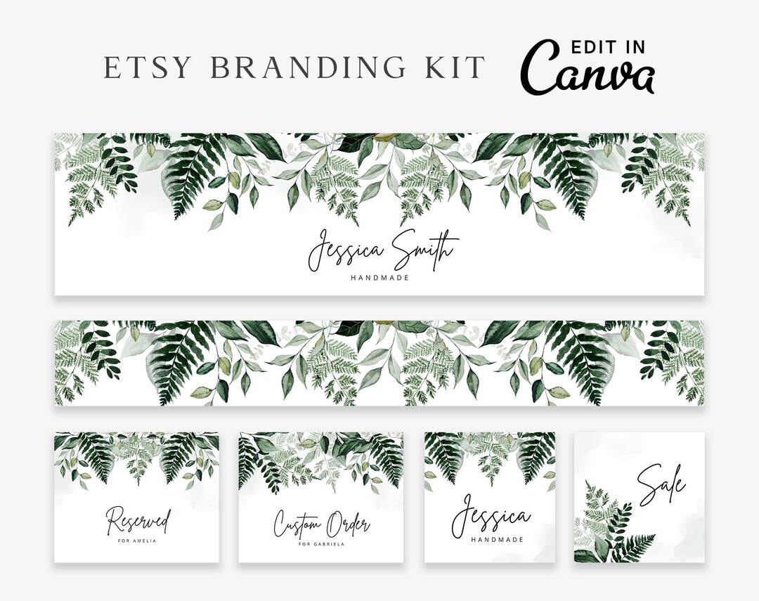 Greenery Etsy Banner Canva Template, Etsy Branding Kit, Etsy Shop ...