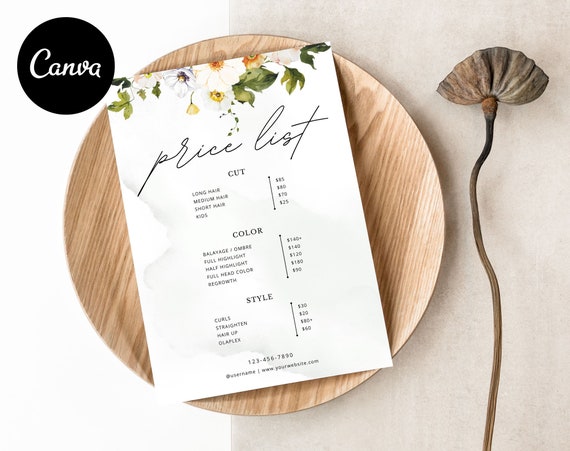 Pricing Template Price List Canva Template Pricing Guide | Etsy