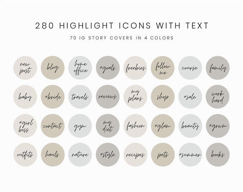 Neutral Tones Instagram Story Highlight Icons Hand Drawn - Etsy