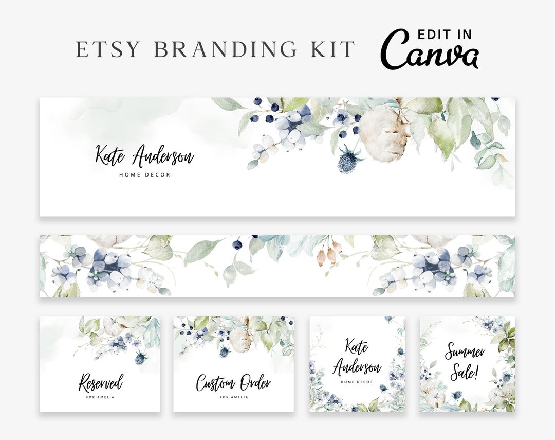 Greenery Etsy Banner Canva Template, Etsy Branding Kit, Etsy Shop ...