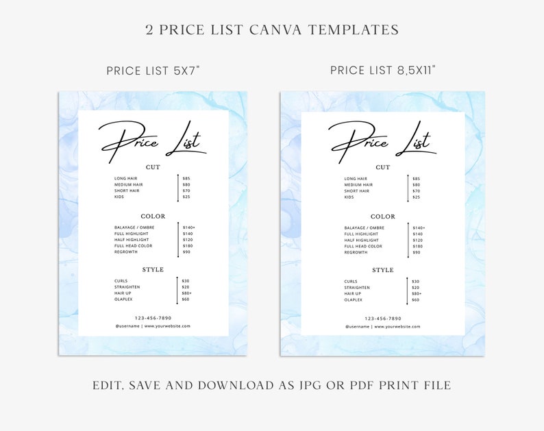 Canva Pricing Template Printable Price List Canva Template - Etsy