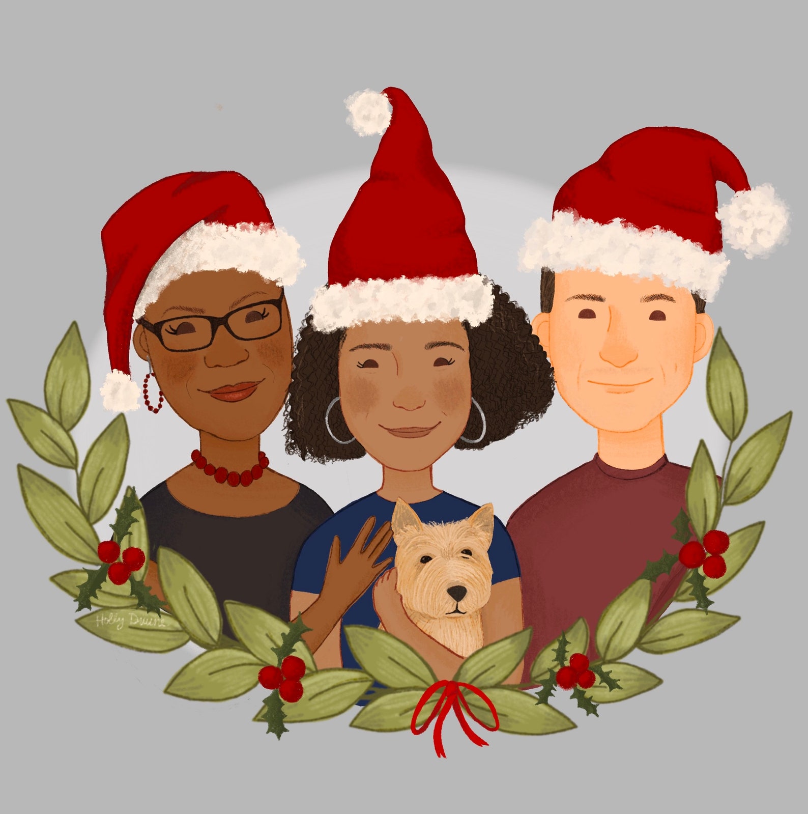 Christmas Family Portrait, Holiday Couple Portrait, Christmas Couples ...