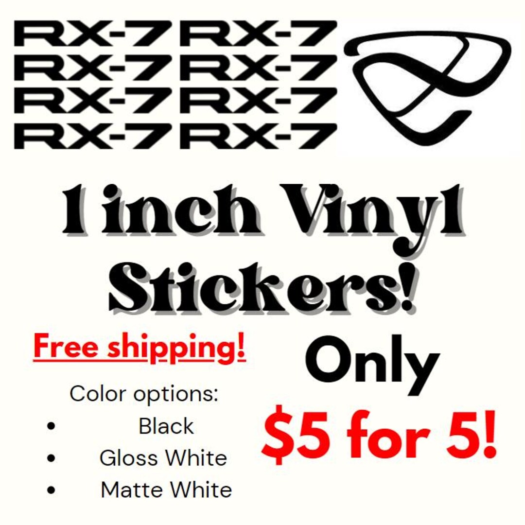 Set of 6 Rx7 Car Rotary Logo Decal Stickers Heat Resistant Vinyl ...