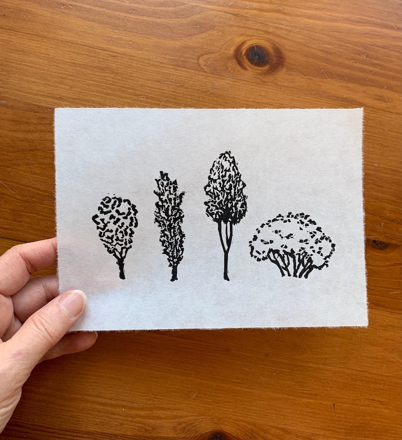 Trees Linocut Print. Original Handmade Print. Linocut Printmaking ...