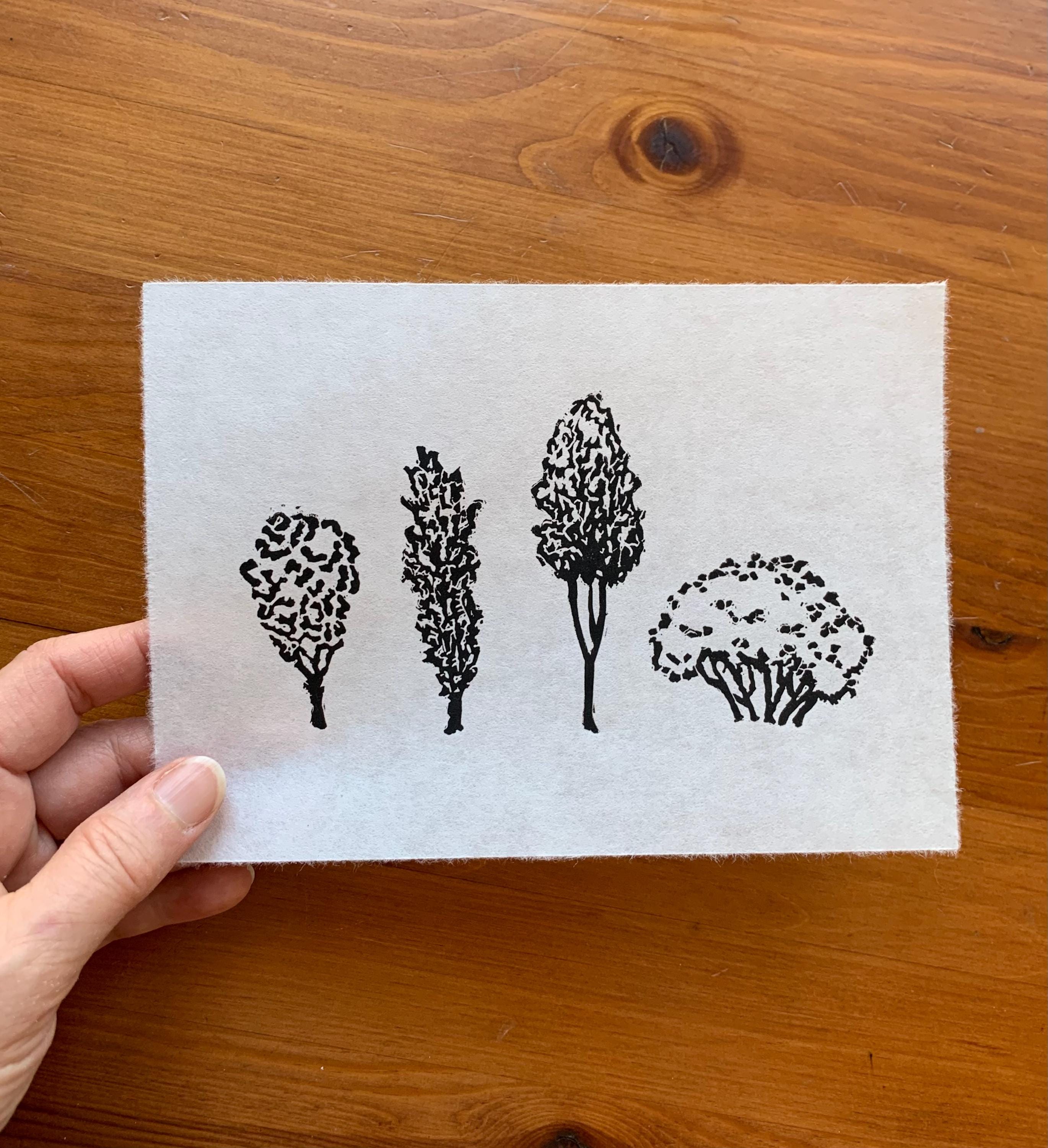 Trees Linocut Print. Original Handmade Print. Linocut Printmaking ...