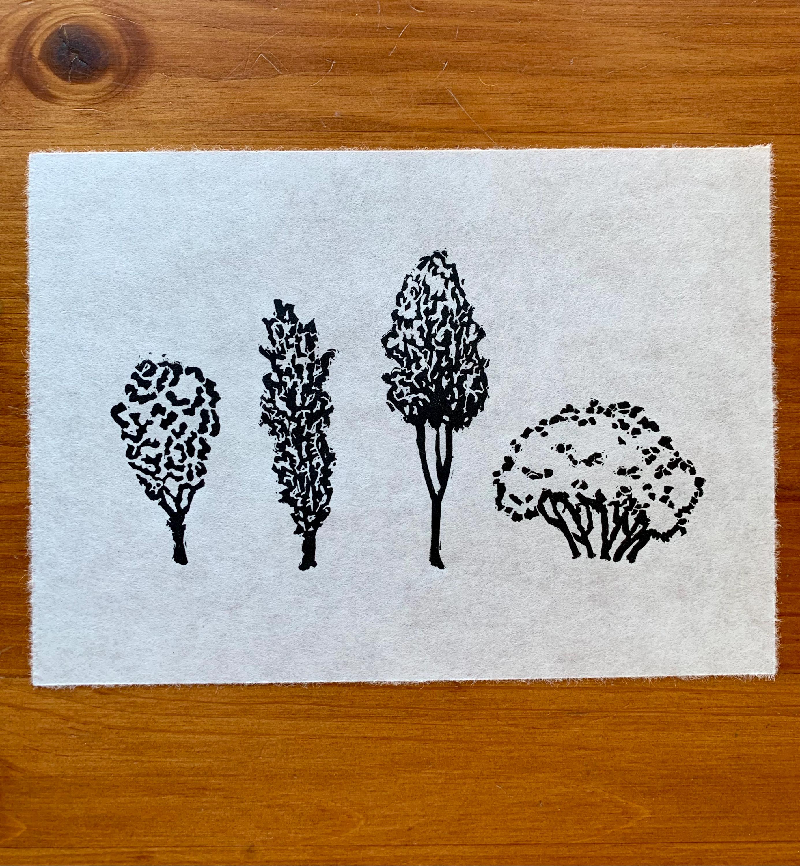 Trees Linocut Print. Original Handmade Print. Linocut Printmaking ...