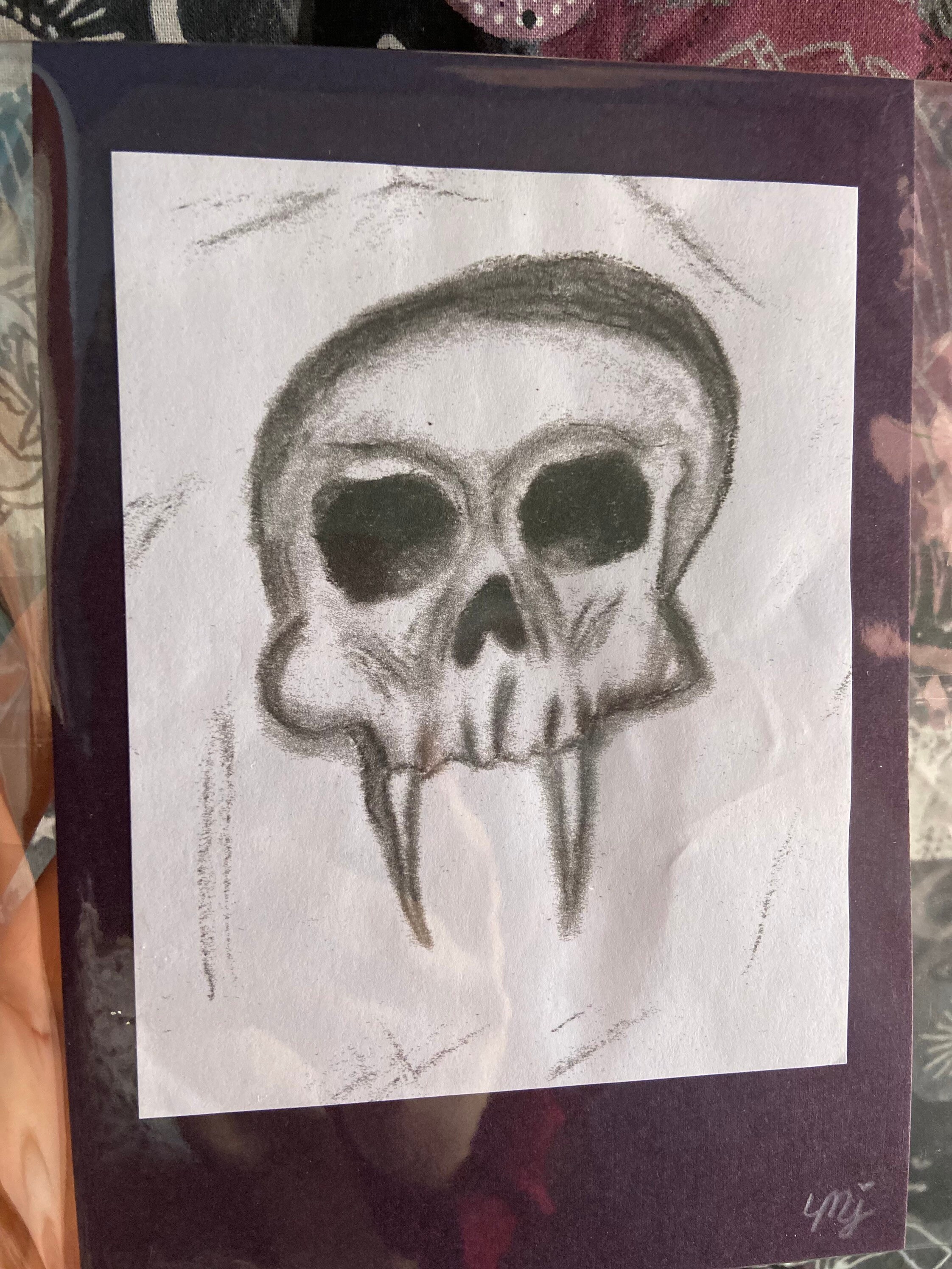 Charcoal Skull Drawing - Etsy