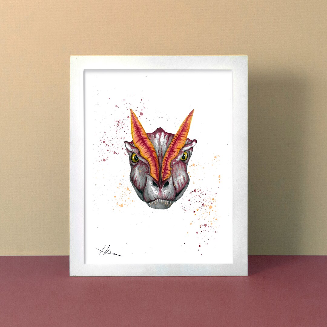 Dilophosaurus Dilo Dinosaur Watercolour Print - Etsy