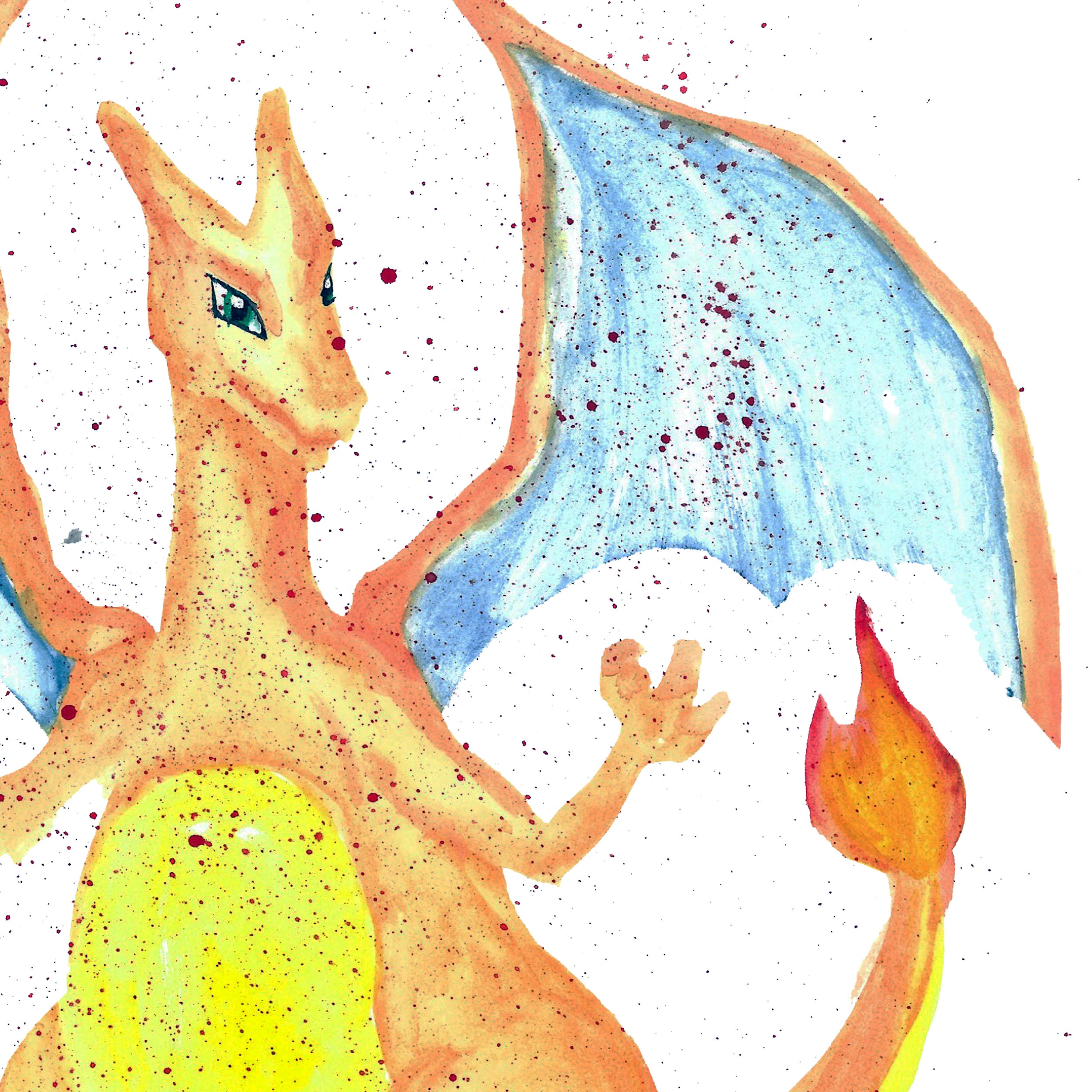 Charizard, Inspired by Pokemon Watercolour Print - Etsy