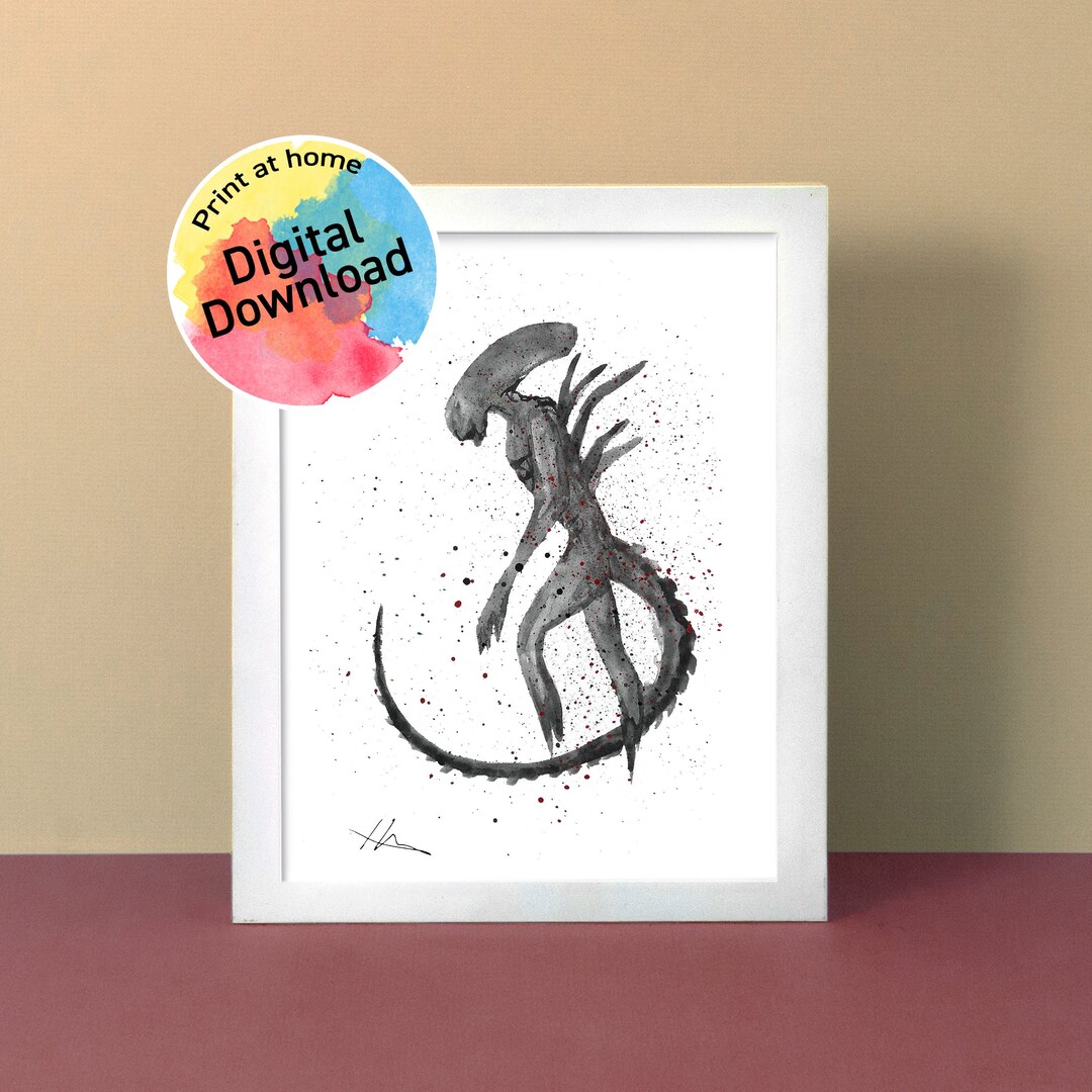 Xenomorph DIGITAL DOWNLOAD, Inspired by Alien, Watercolour Print - Etsy