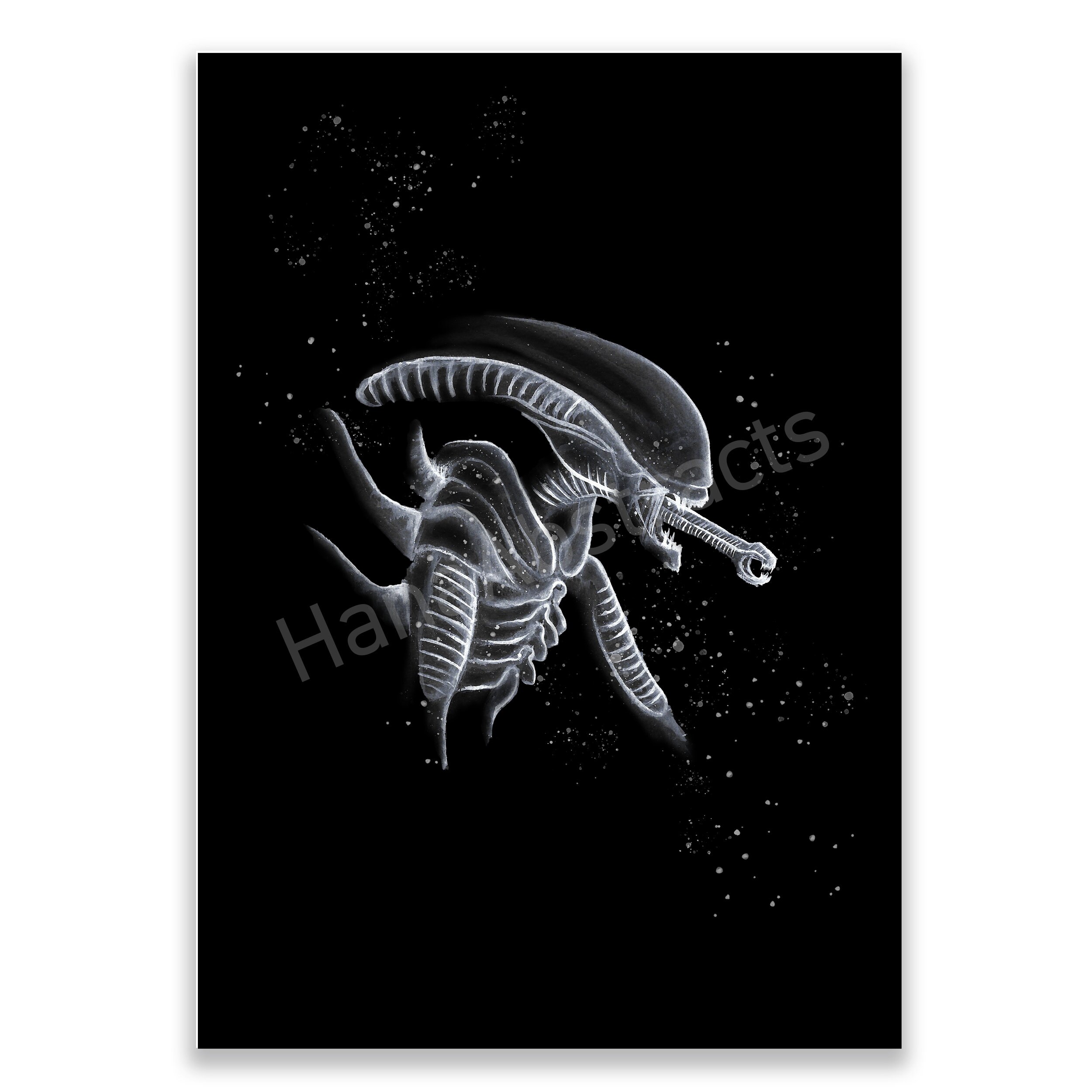 Xenomorph with inner mouth Dark Edition Inspired by Alien | Etsy