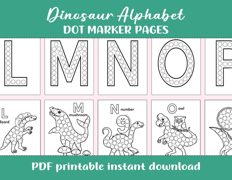 Dinosaur Dot Marker Kids Printable Digital Download Coloring Pages ...